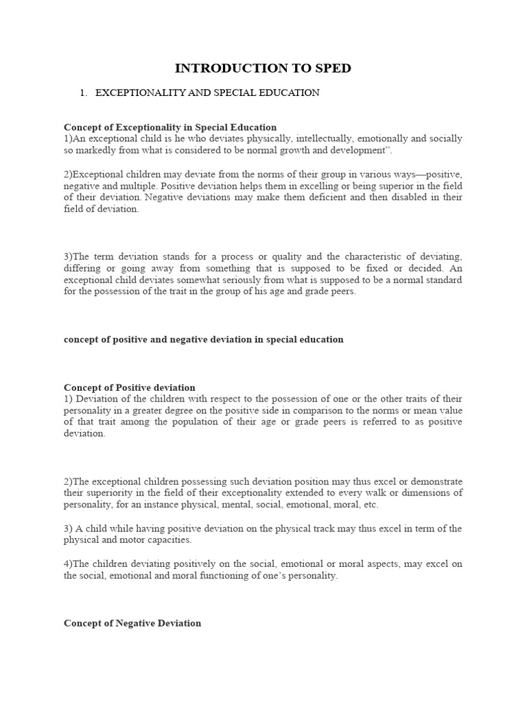 INTRODUCTION TO SPED | PDF | Special Education | Individualized ...