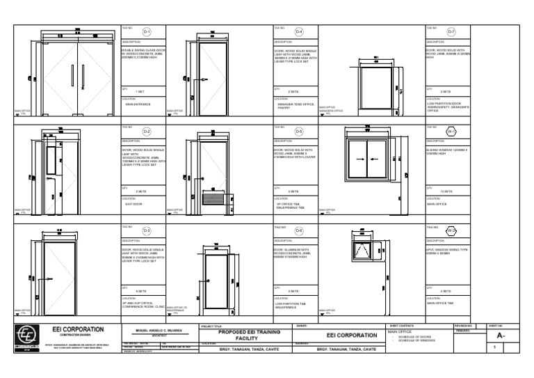 Main Office Doors and Windows Schedule | PDF | Door | Buildings And ...