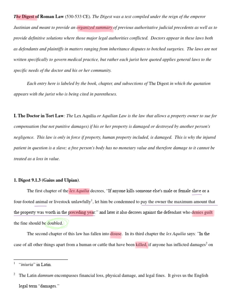 Roman Law Selections | PDF | Law
