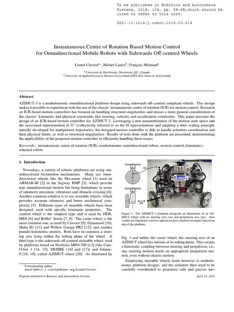 ICR Motion Control for Omnidirectional Robots | PDF | Kinematics | Robotics