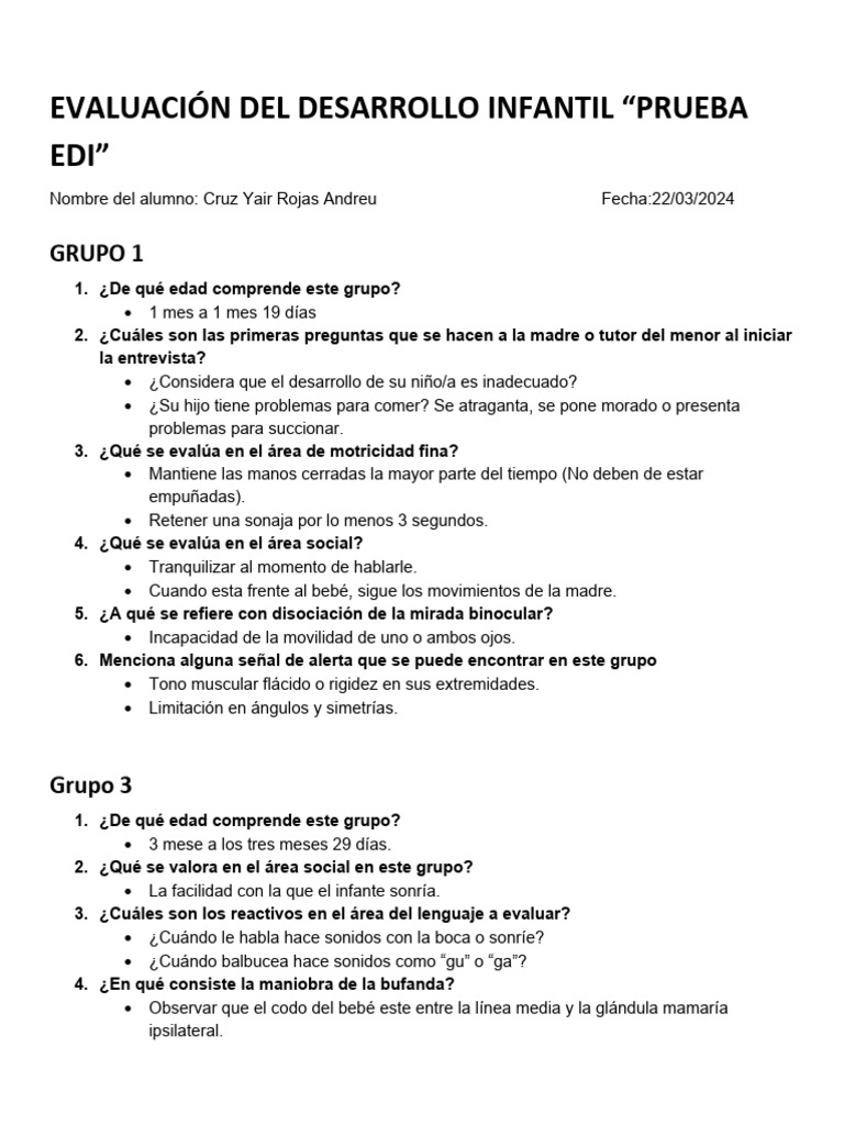 Evaluación del Desarrollo Infantil EDI | PDF | Salud y bienestar
