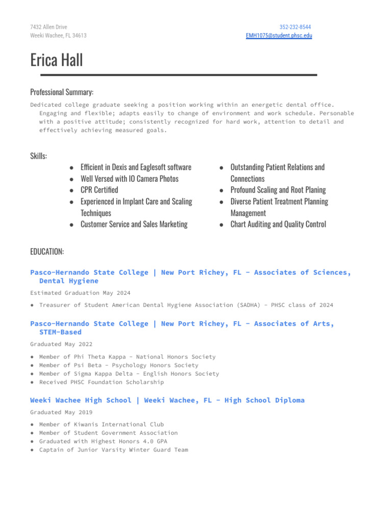 Hall - Resume 3 2024 Final | PDF | Customer | Point Of Sale