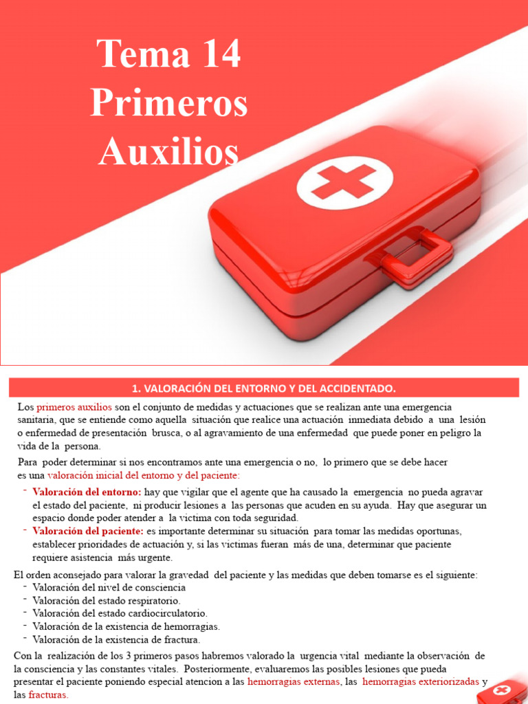 Tbe-Tema 14 Primeros Auxilios | Descargar gratis PDF | Reanimación cardiopulmonar | Herida