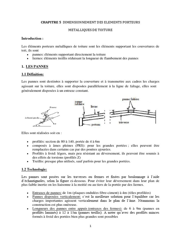 Dimensionnement des liernes et pannes | PDF | Flexion (matériau ...