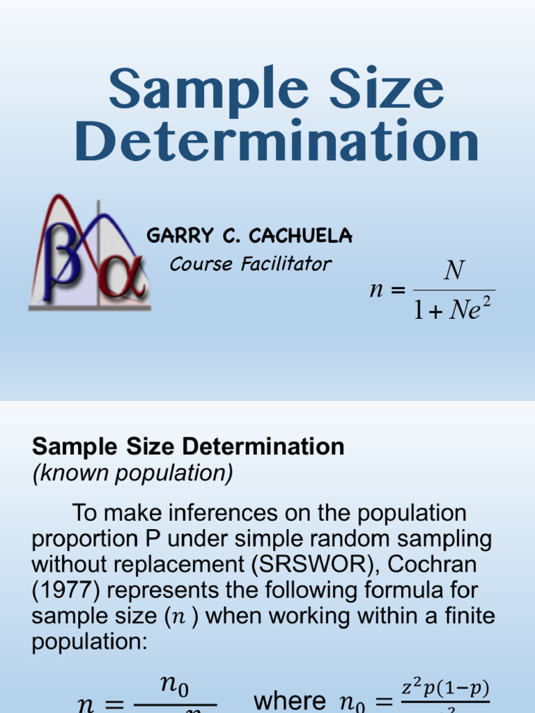 Sample Size Determination Guide | PDF | Standard Deviation | Sample ...