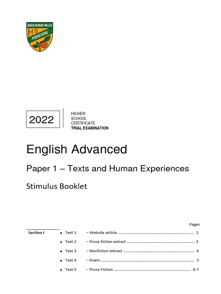 2022 HSC English Advanced Paper 1 | PDF | Deception