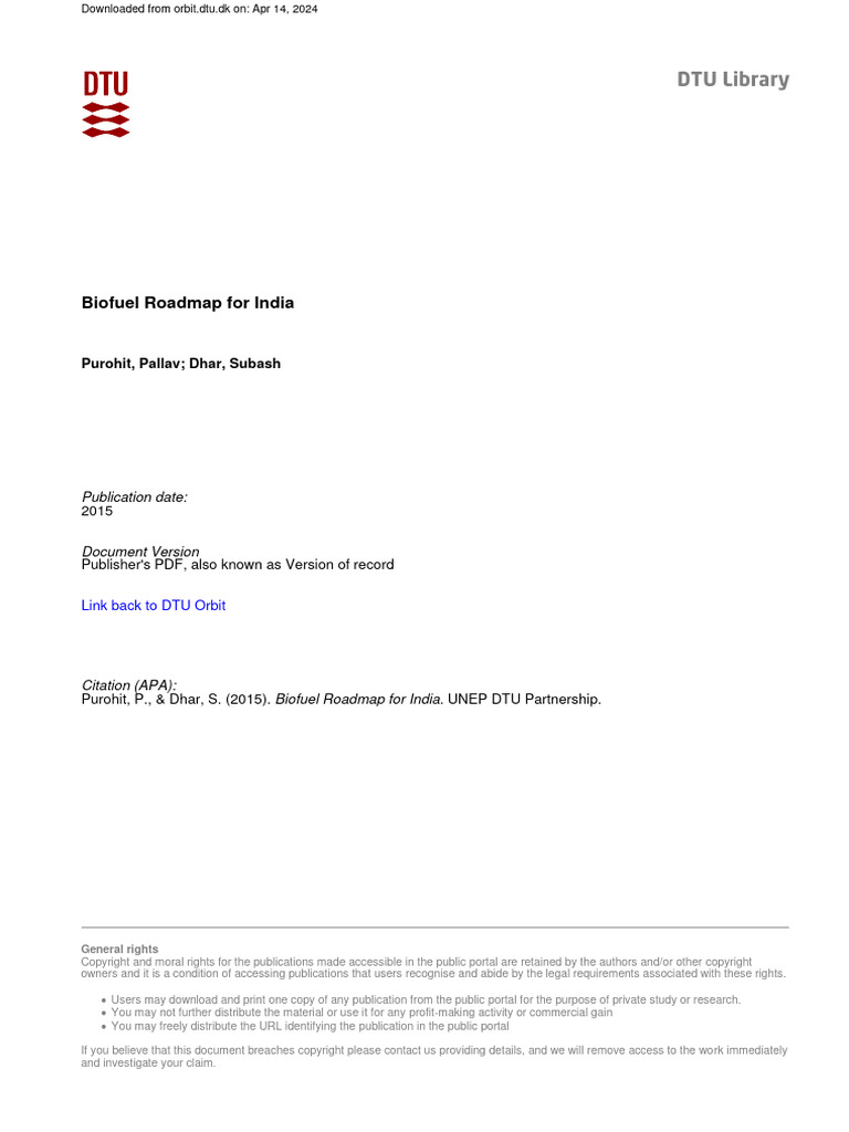 Biofuel Roadmap For India | PDF | Biofuel | Biodiesel