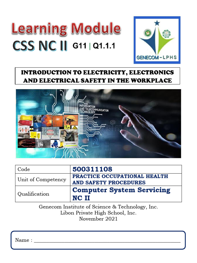 GR11 Q1W01D00 W TC1 00 SLM GF-CSS | PDF | Electrostatic Discharge | Atoms