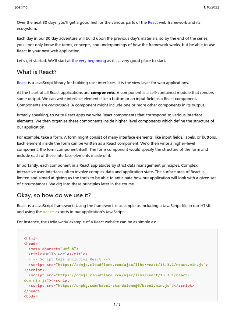 Intro What Is React Pdf Document Object Model Java Script 3004