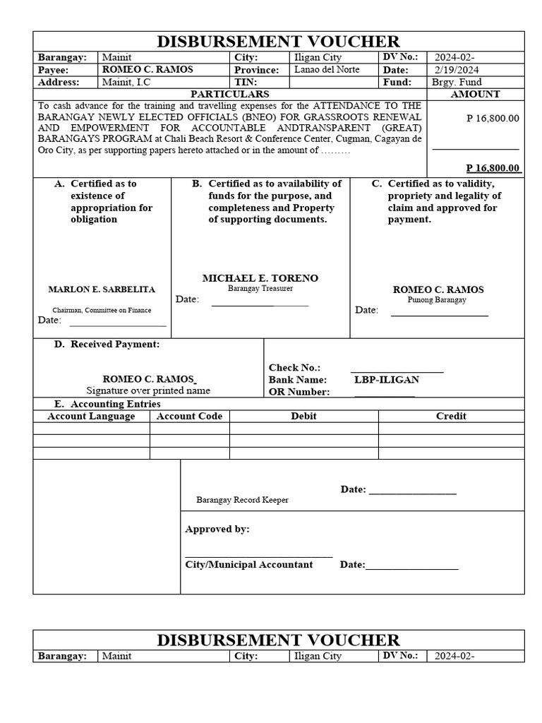 1. Disbursement Voucher-final | PDF | Payments | Credit Card