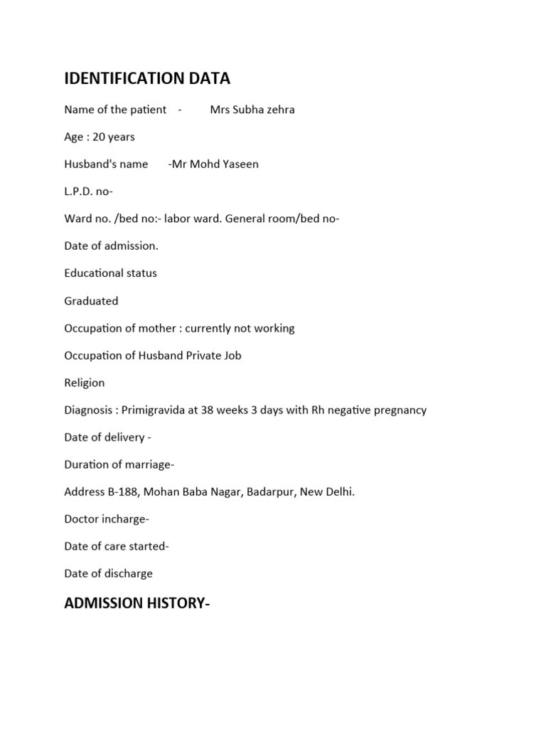 Identification Data | PDF | Pregnancy | Childbirth