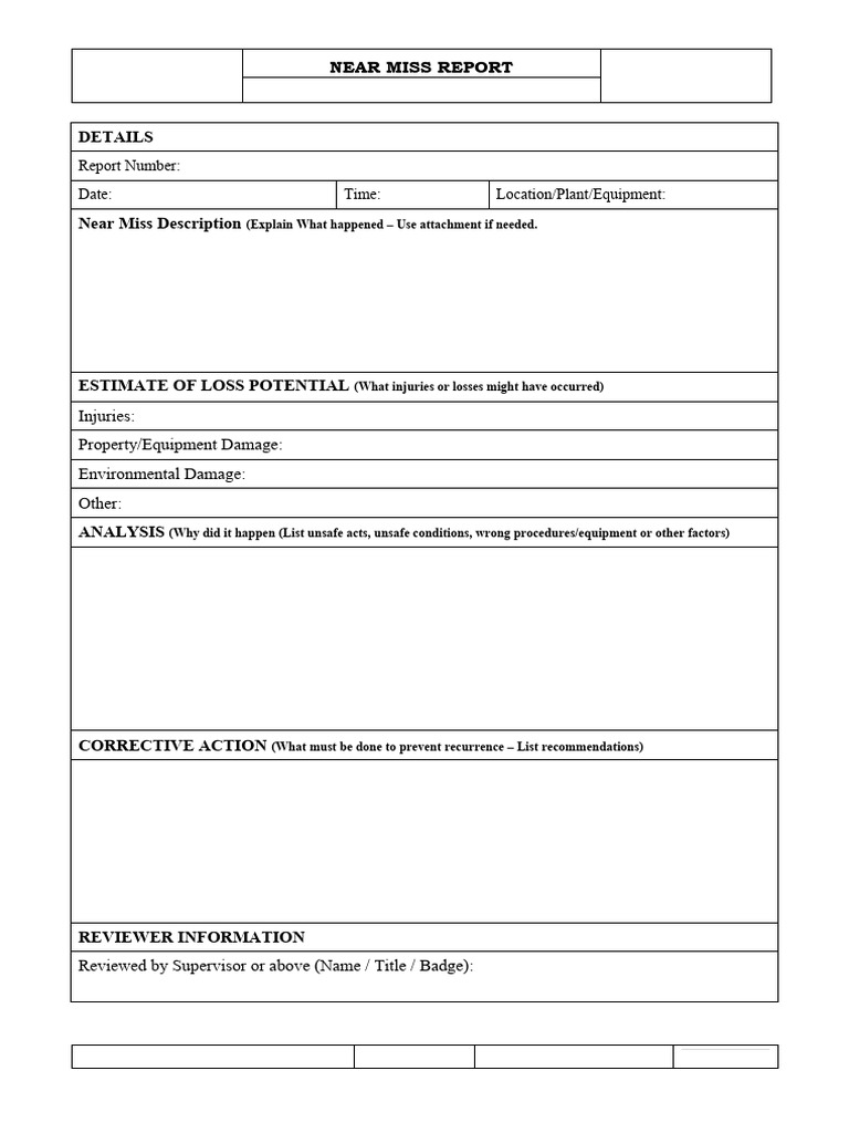 NP Neom Osh Pro 03 Form 03 Near Miss Report | PDF | Law | Science & Mathematics