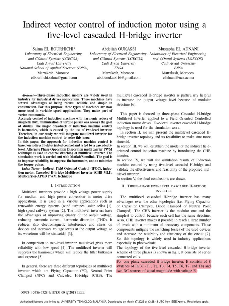 Indirect Vector Control of INduction Motor Using A Five-Level Cascaded ... Indirect Vector Control of INduction Motor Using A Five-Level Cascaded ...