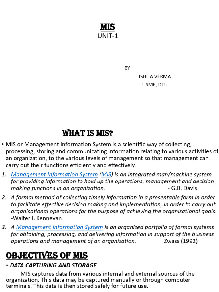 MIS-UNIt 1 | PDF | Information | Management Information System
