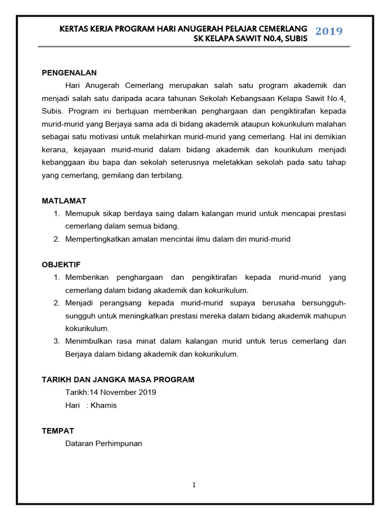 Kertas Kerja Apc 2019 | PDF