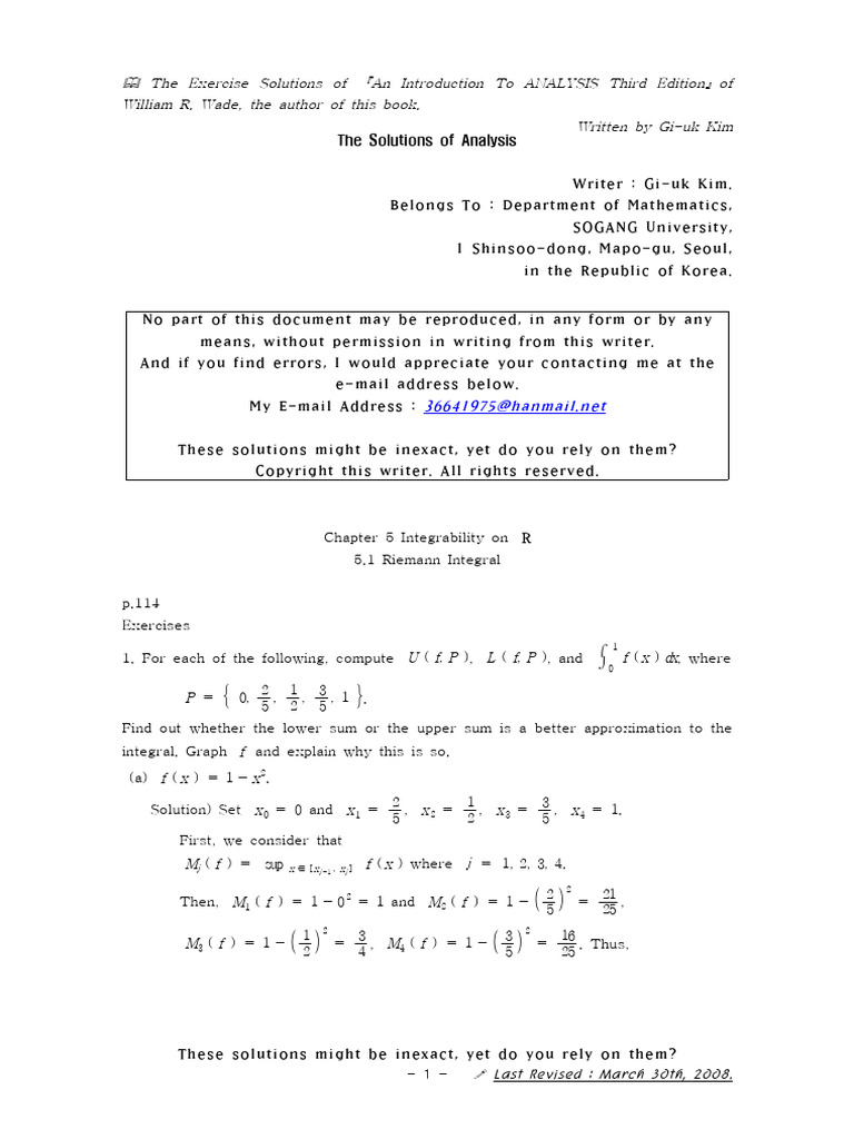 Analysis Solutions (Chapter 5) | PDF | Mathematical Analysis | Mathematics
