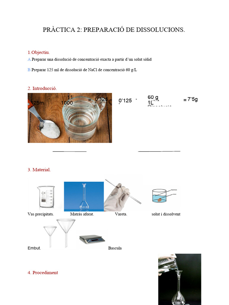 Pràctica 2 - Preparació de Dissolucions. | PDF