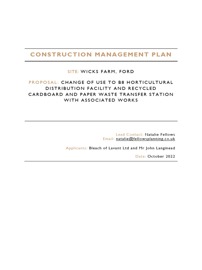Construction Plan for Wicks Farm | PDF | Traffic | Road