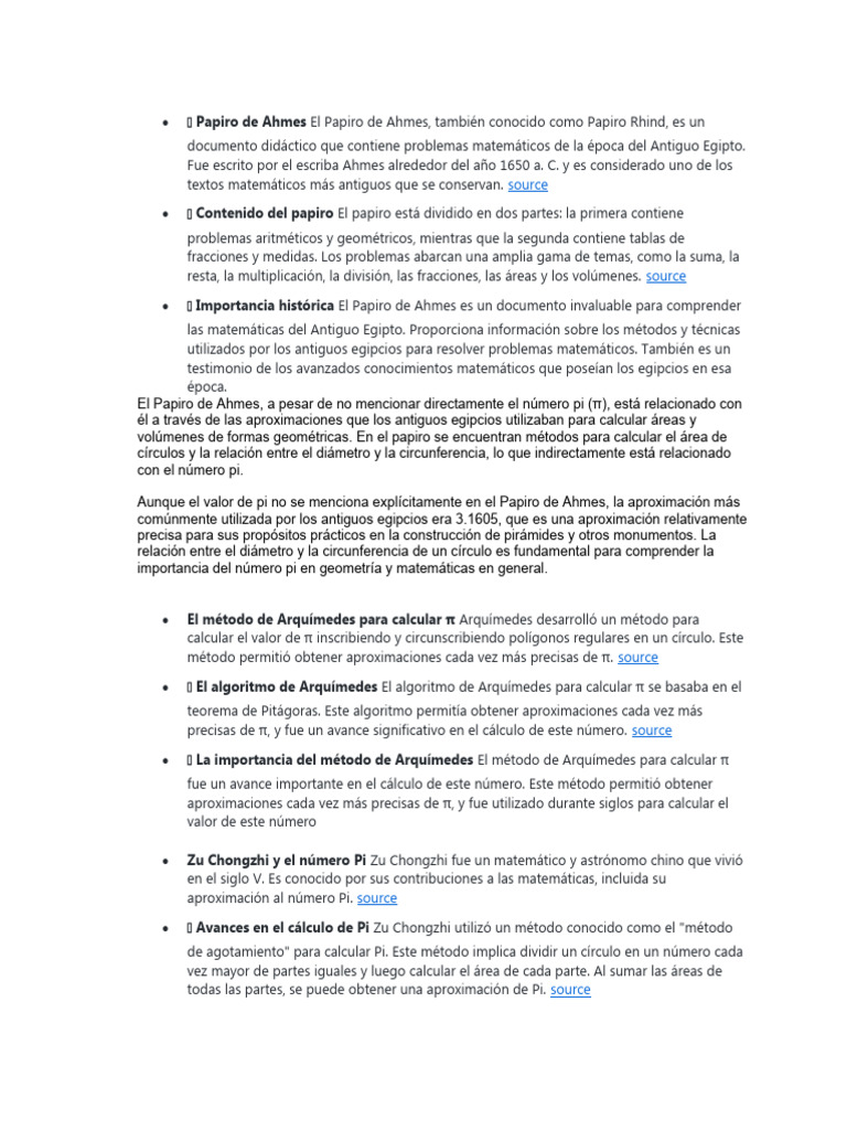 ? Papiro de Ahmes El Papiro de Ahmes | PDF | Pi | Números