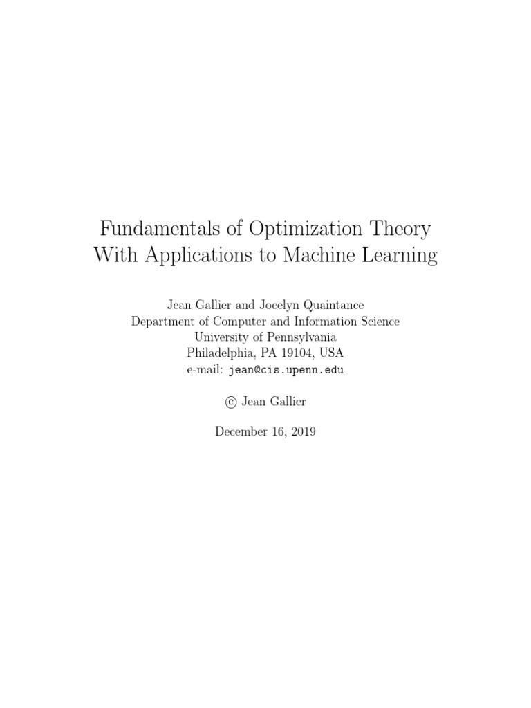 (Book) Fundas of OptTheory Applications To ML | PDF | Mathematical Optimization | Support Vector ...