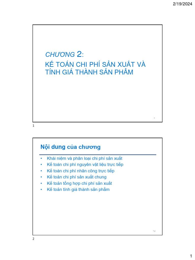Slide Chương 2 KTCP | PDF