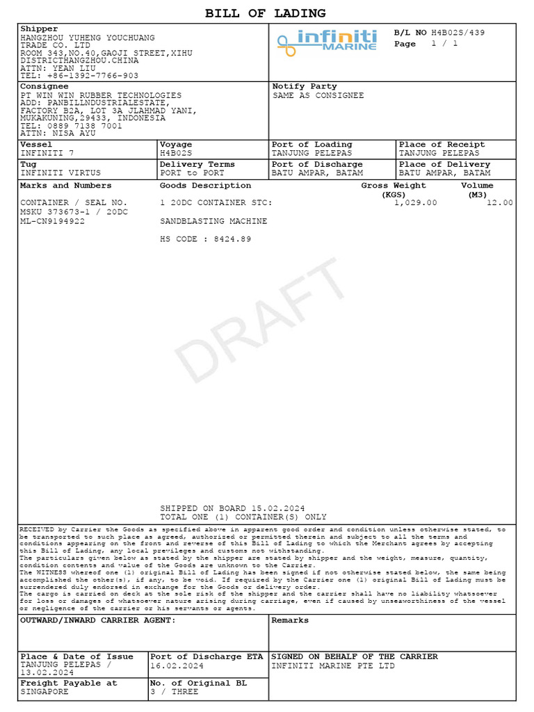 BL | PDF | Bill Of Lading | Cargo