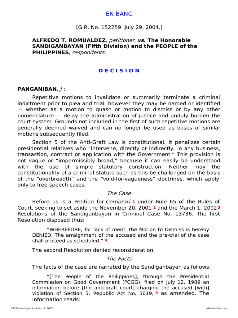 A.2 Romualdez - v. - Sandiganbayan - Fifth - Division | PDF ...