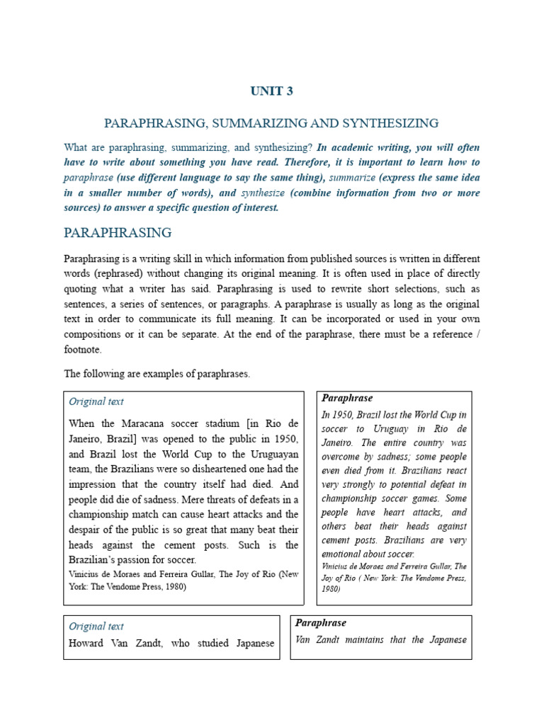 UNIT 4 - Summarizing - Paraphrasing | PDF | Comet | Solar System