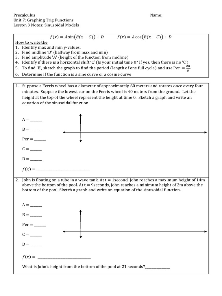 Graphing Sinusoidal Functions Guide | PDF | Sine Wave | Pendulum