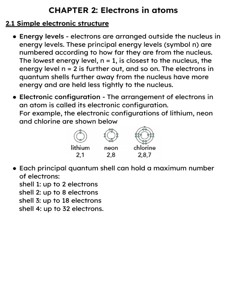 CHAPTER 2 - Electrons in Atoms | PDF | Ionization | Electron