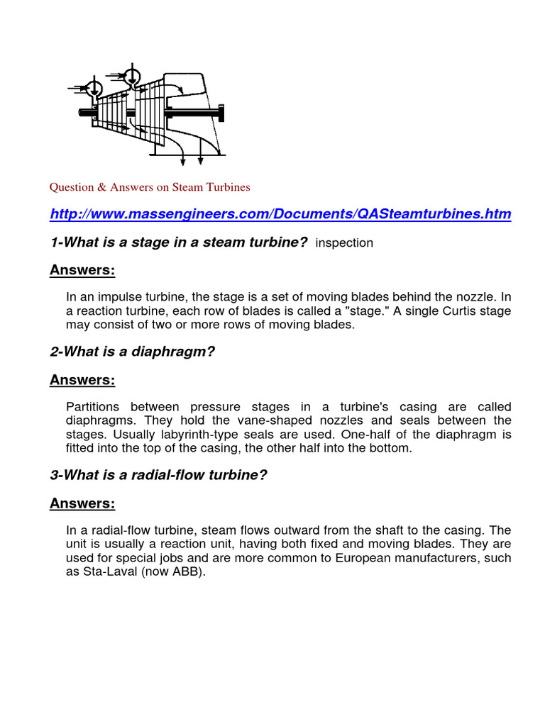 Questions & Answers On Steam Turbines | PDF | Turbine | Steam