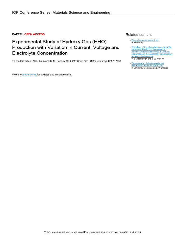 Experimental Study of Hydroxy Gas (HHO) Production With Variation in ...