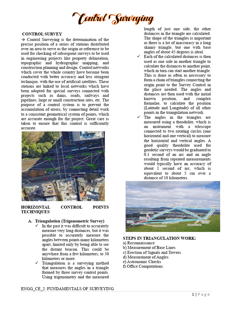 MODULE 9 Control Surveying | PDF | Surveying | Metrology