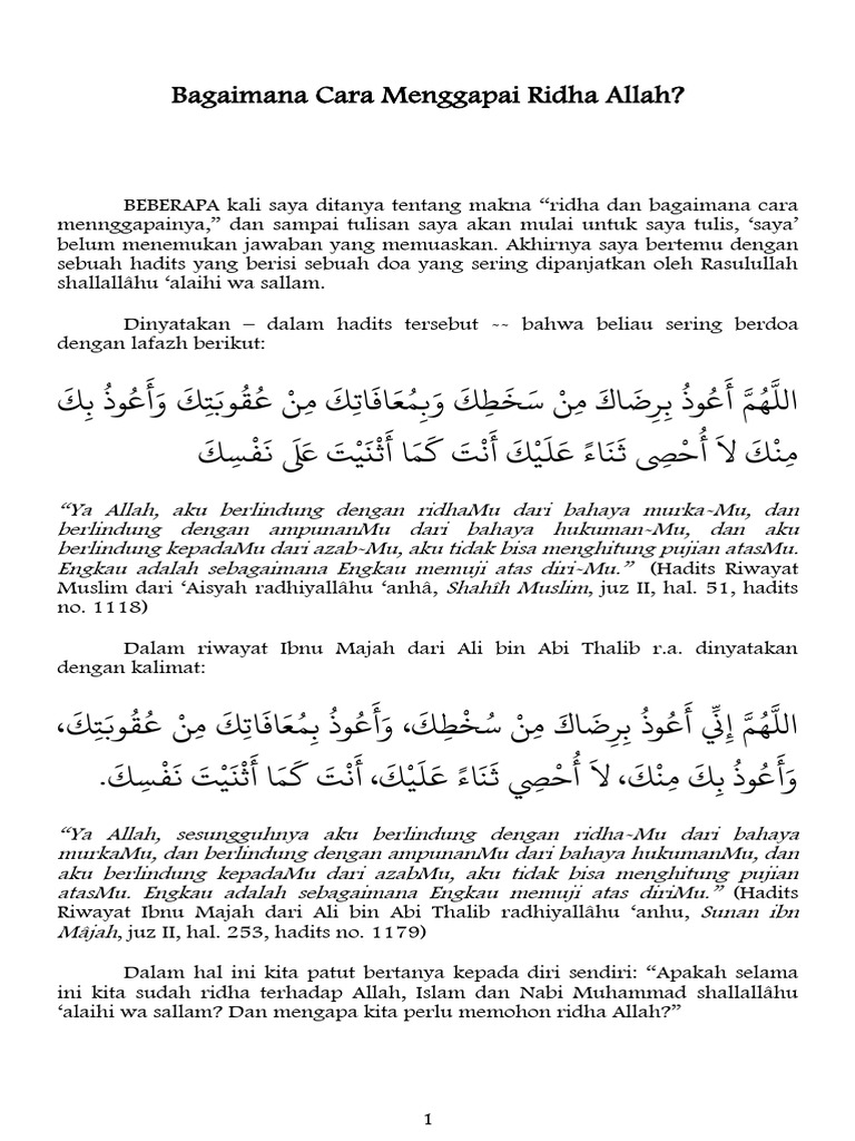 Khutbah Jum'at - Bagaimana Cara Menggapai Ridha Allah | PDF