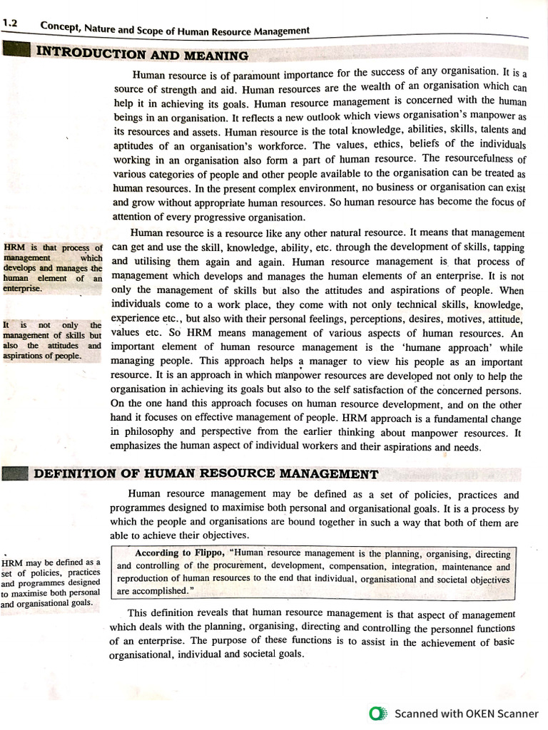 Unit 1 Human Resource Management | PDF