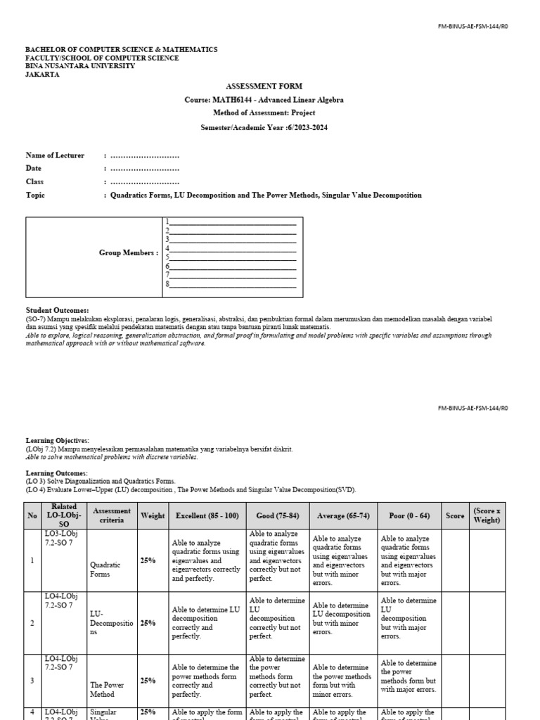 AoL Assessment Rev MATH6144016 Advanced Linear Algebra 20231228094626 ...