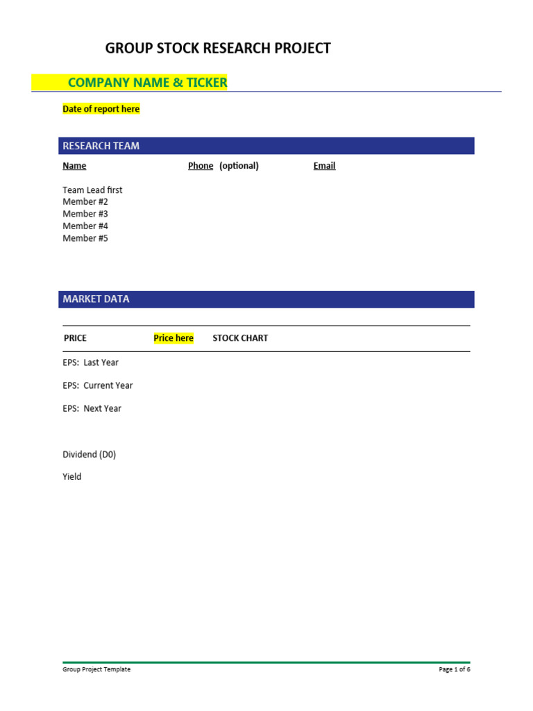 Equity Research Group Project - Template | PDF | Investing | Stocks