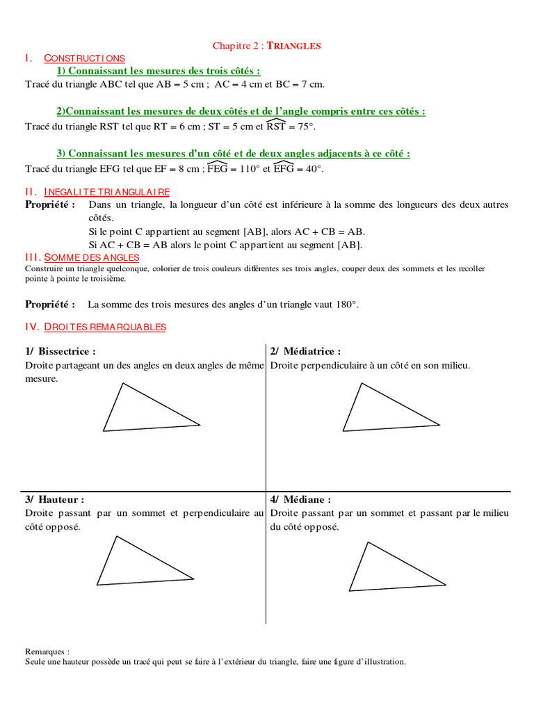Propriétés et constructions des triangles | PDF | Triangle | Géométrie