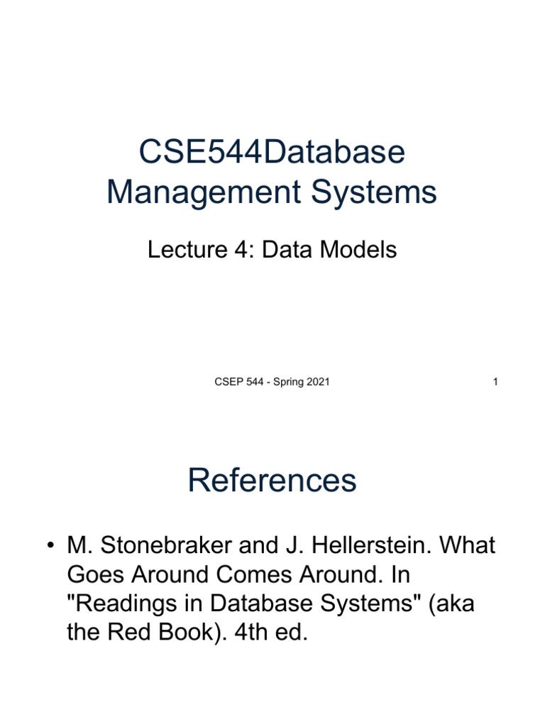 Lecture04 Data Models | PDF | Conceptual Model | Relational Database