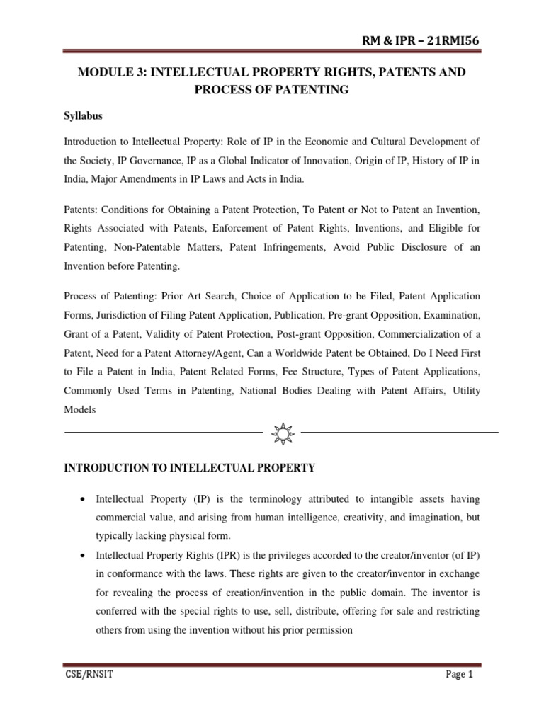 Mod 3 | PDF | Intellectual Property | Patent