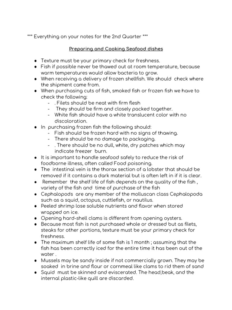 2nd Quarter Pointers To Review & Vegetable Cutting Types | PDF | Cooking, Food & Wine
