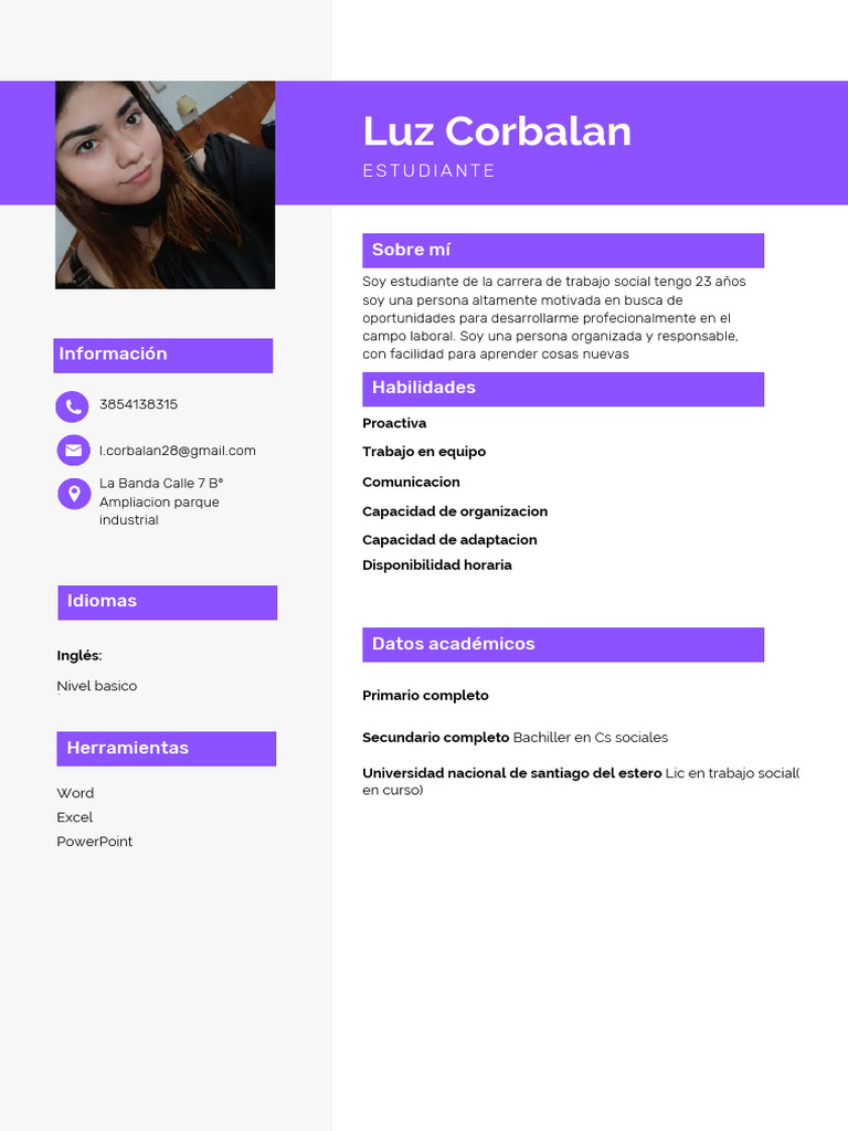 Corbalan Luz CV | PDF | Crecimiento personal y profesional