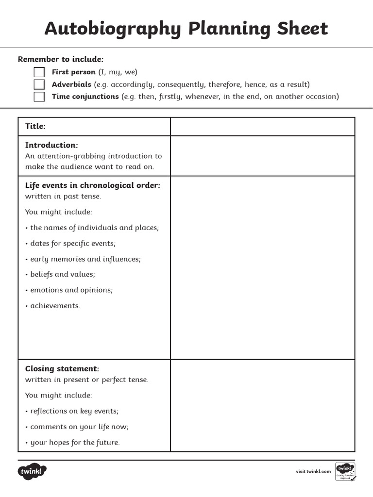 t e 2551924 Autobiography Planning Sheet Ver 2 | PDF