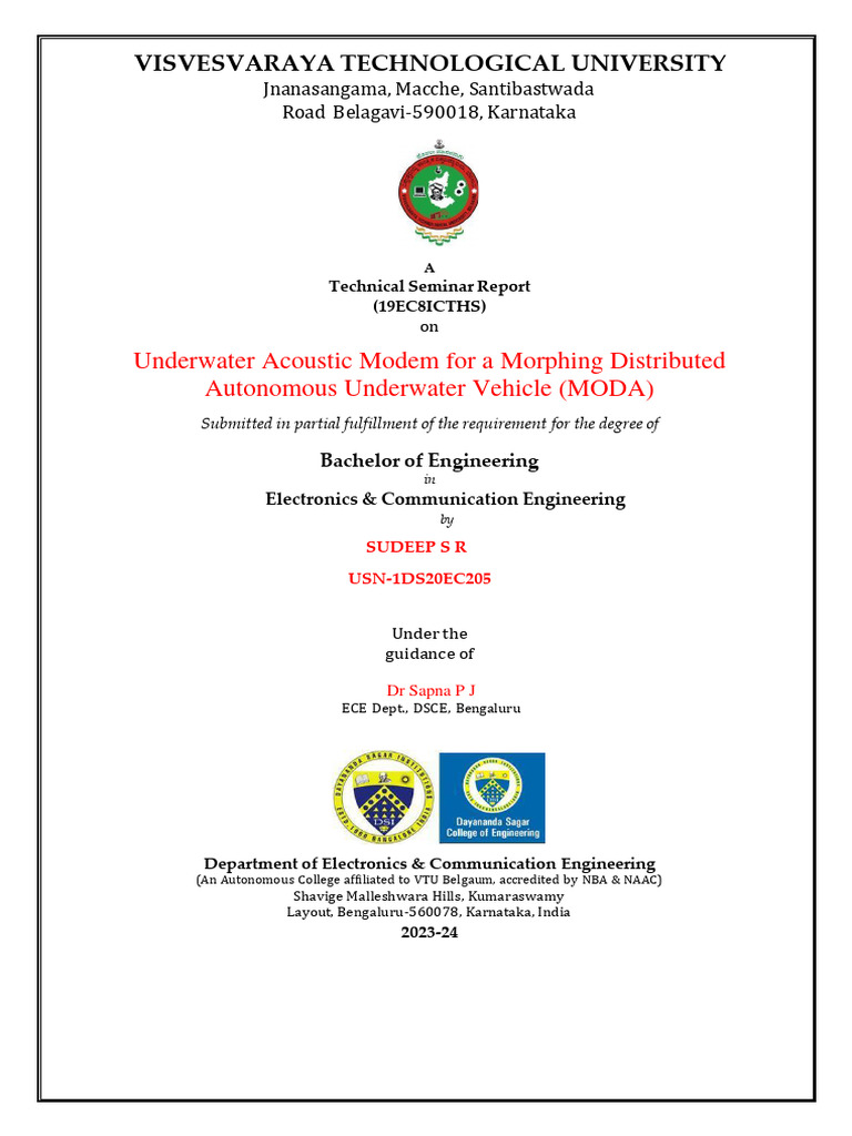 Underwater Acoustic Modem For A Morphing Distributed Autonomous Underwater Vehicle (MODA) | PDF ...
