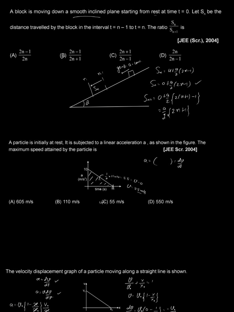 kinematics advanced pyq | PDF
