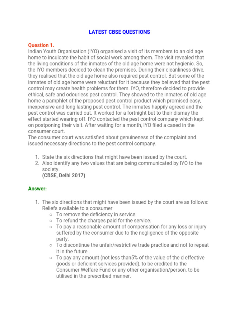 Business Studies - Case Studies - Class 12 - CPA LAST CHAPTER | PDF ...