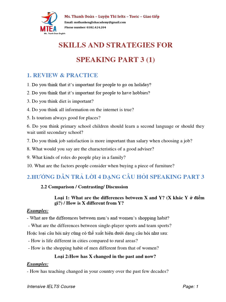 Lesson 55 - Speaking Part 3 - Skills and Strategies | PDF | Cost Of ...