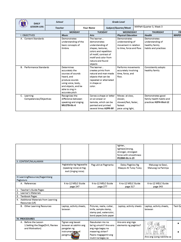DLL_MAPeH-2_Q3W3 | PDF | Learning