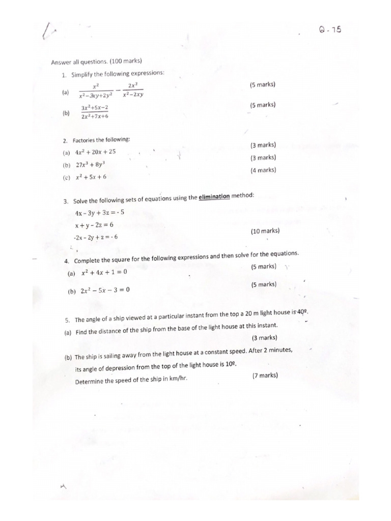 Math Q-15 | PDF