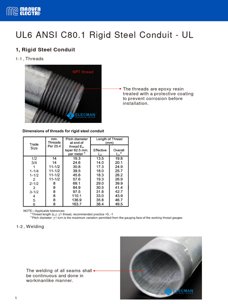 Class A UL6 ANSI C80.1 RIGID STEEL CONDUIT - MANELSA | PDF | Technology & Engineering